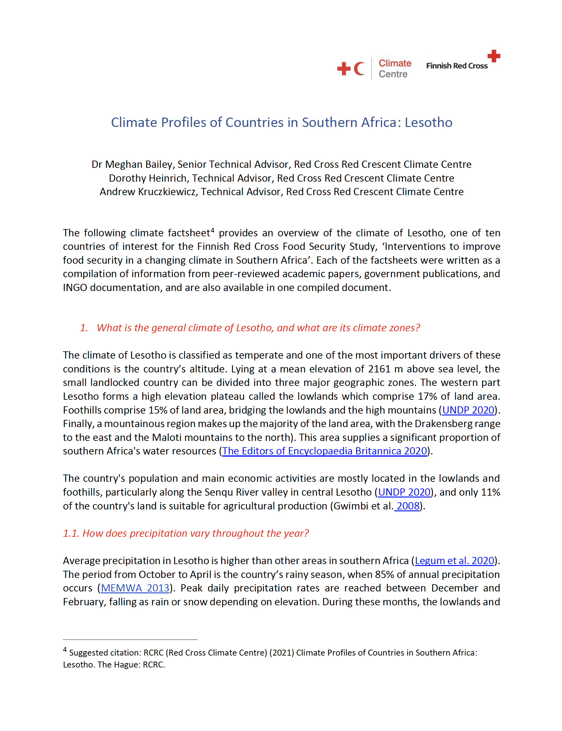 Lesotho – Red Cross Red Crescent Climate Centre